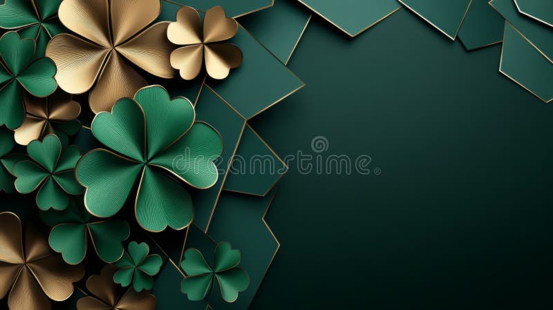 Elegant Green and Gold Clover Leaf Design Stock Illustration ...
