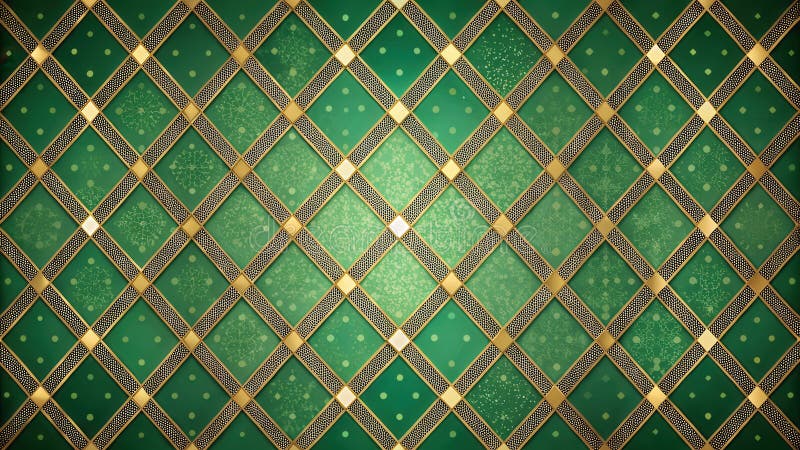 Elegant Green and Gold Diamond Pattern Background Texture. Generative ...