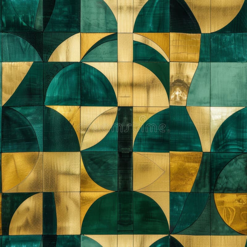 Elegant Green and Gold Geometric Pattern Texture Stock Photo - Image of ...
