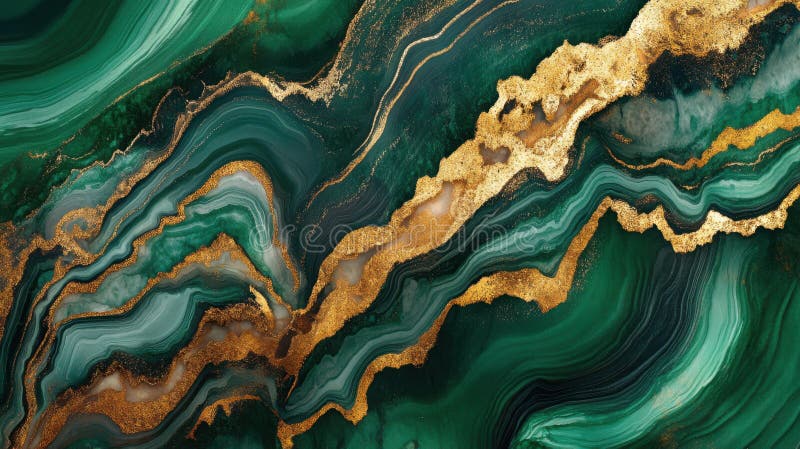 Elegant Green and Gold Marble Texture with Abstract Fluid Patterns ...