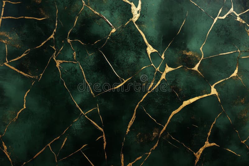 Elegant Green and Gold Marble Texture with Cracked Pattern Design Stock ...