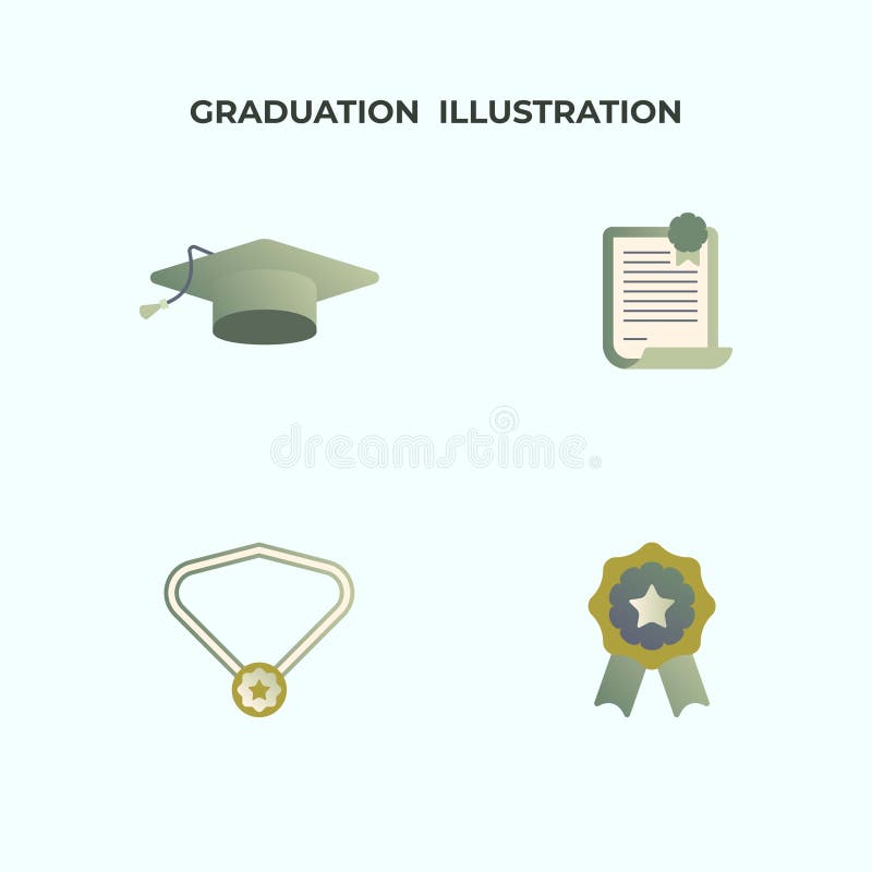 Elegant Green Gradient Graduation Illustration, Modern and Attractive ...
