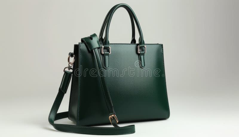 Elegant Green Handbag with Stylish Long Strap Displayed Against a Chic ...