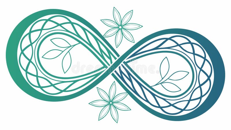 Elegant Green Infinity Symbol with Floral Leaf Design, Vector Design ...