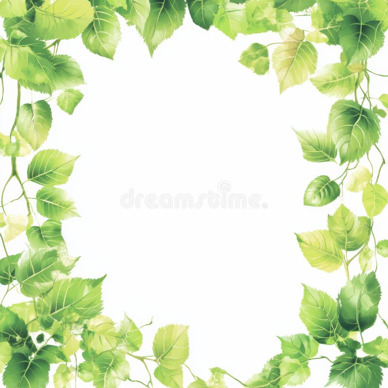 Elegant Green Leaf Border Design with Ample Space for Text and Creative ...