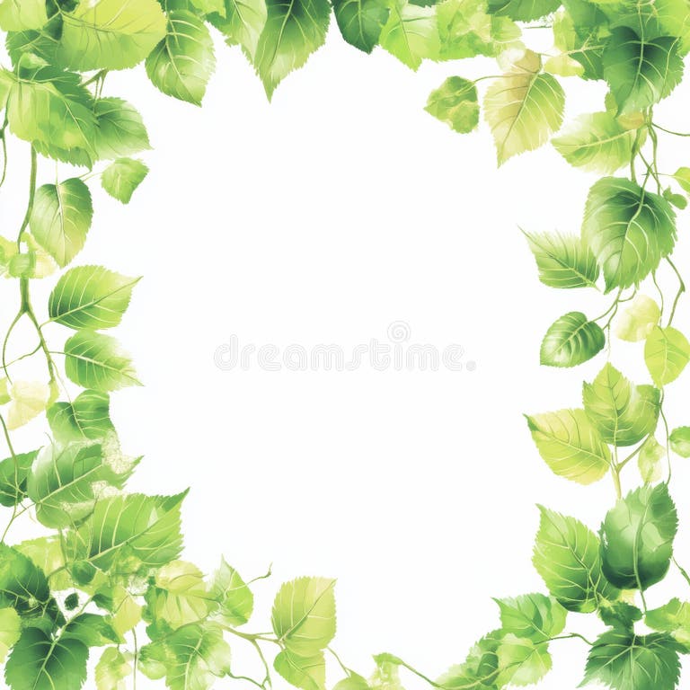 Elegant Green Leaf Border Design with Ample Space for Text and Creative ...