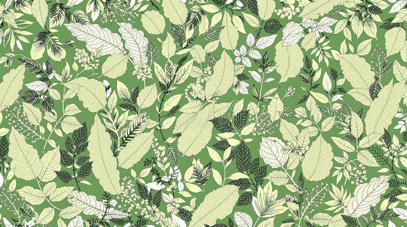 Elegant Green Leaf Pattern Design for Textiles or Wallpaper Stock ...