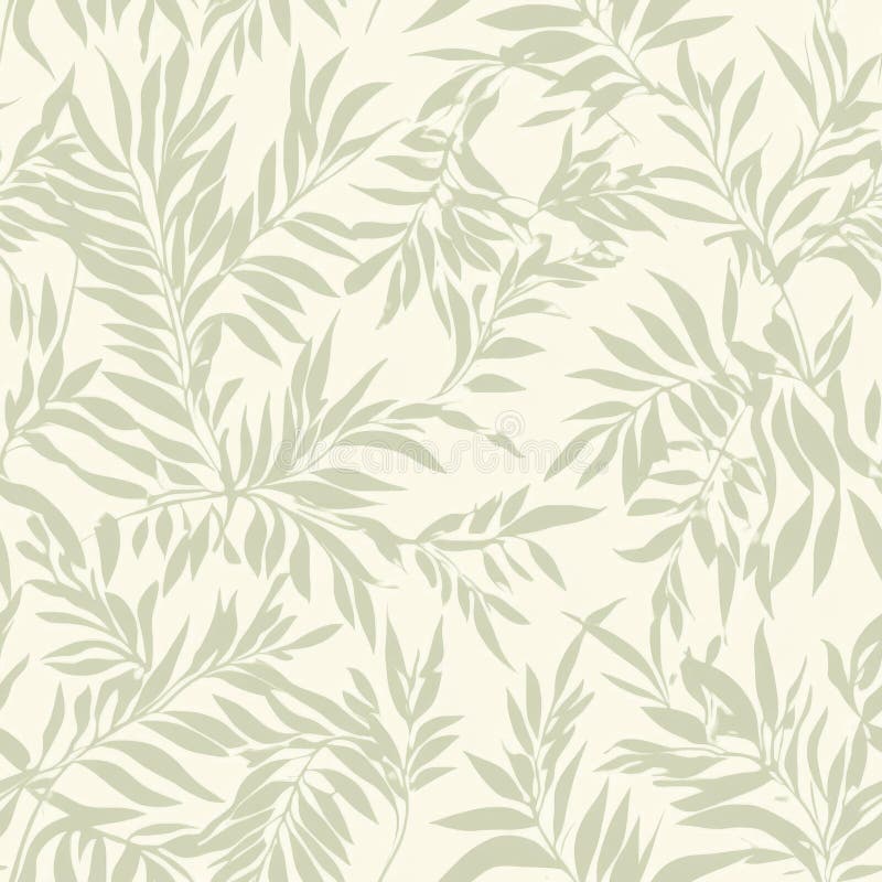 Elegant Green Leaf Pattern on Light Background for Wallpaper or Fabric ...