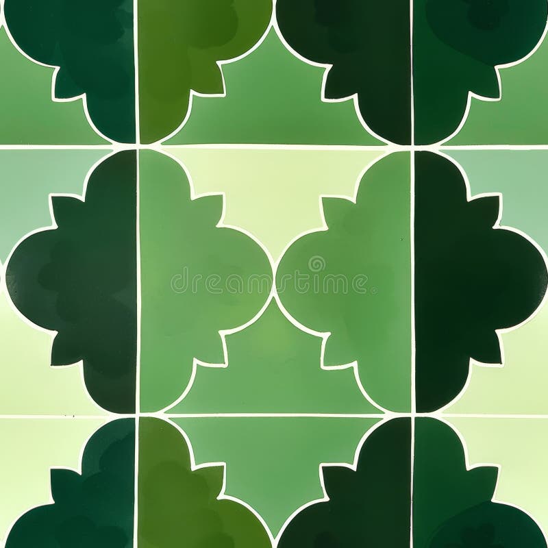 Elegant Green Leaf Pattern Tiles Design Stock Image - Image of style ...