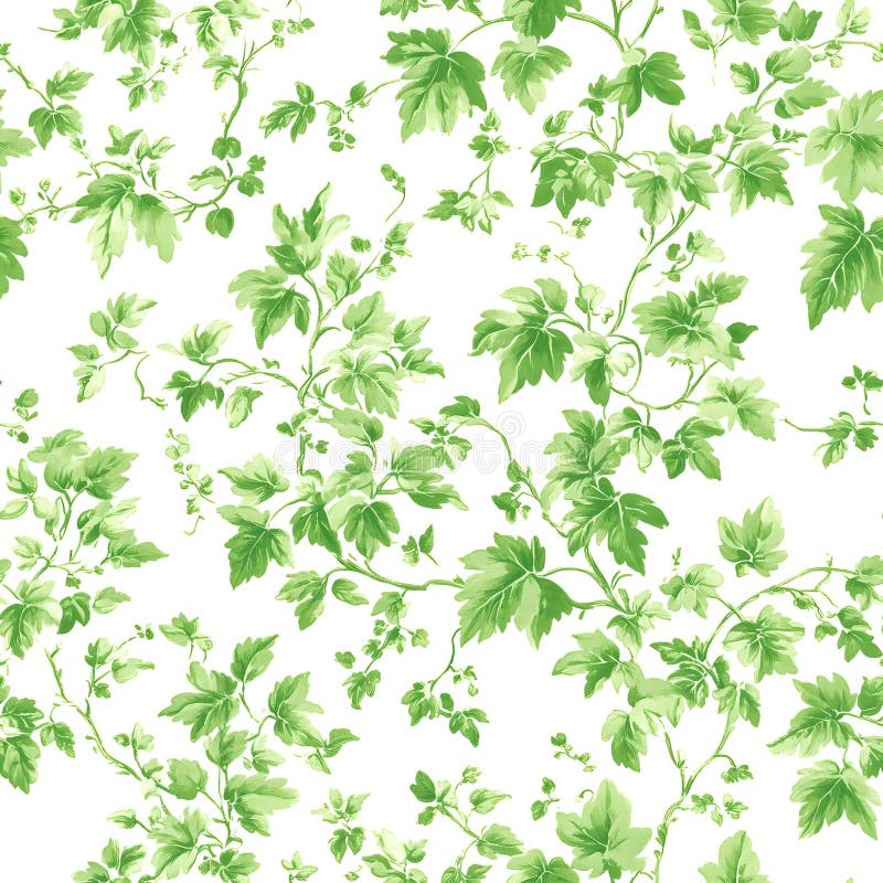 Elegant Green Leaf and Vine Pattern on White Background Stock Photo ...