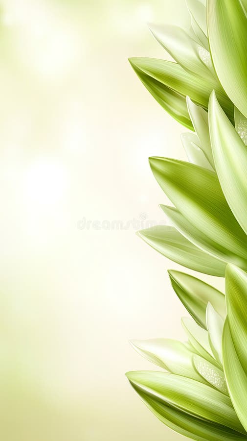 Elegant Green Leaves on Soft Abstract Light Green Background Stock ...