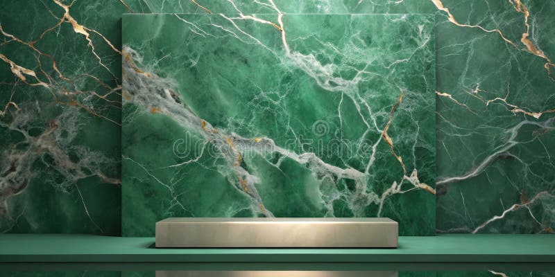 Elegant Green Marble Display Platform with Subtle Lighting. Generative ...