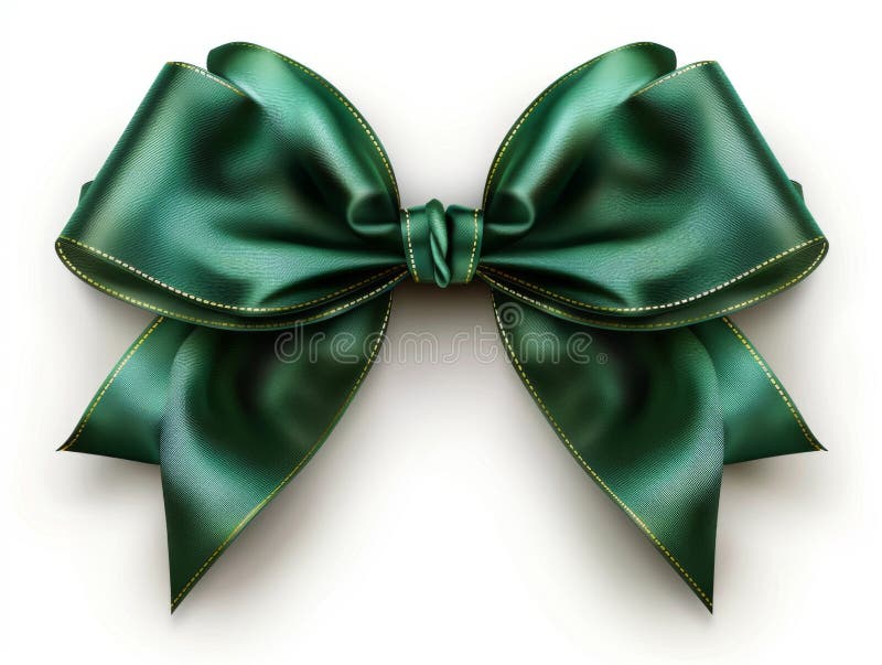 Elegant Green Satin Bow on White Background - Perfect for Gift Wrapping ...