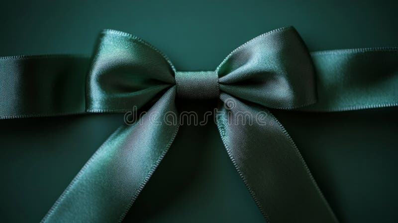 Elegant Green Satin Ribbon Bow on Dark Background Stock Illustration ...