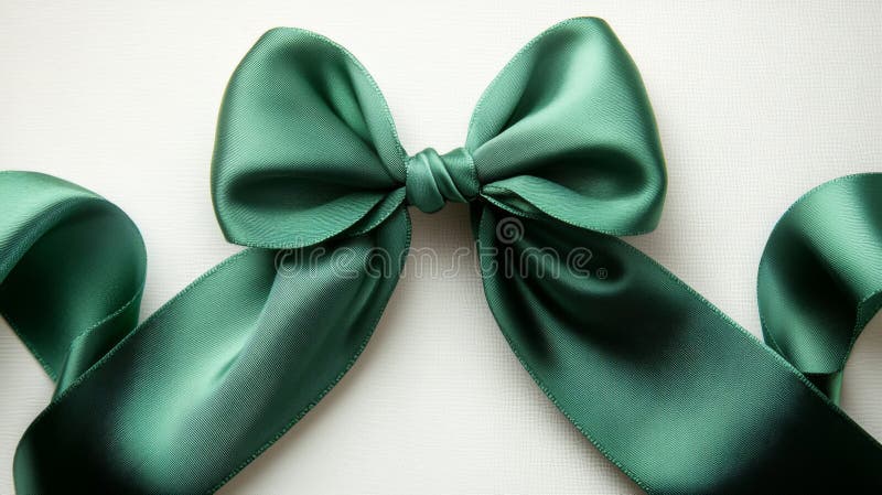 Elegant Green Satin Ribbon Bow on White Background Stock Illustration ...