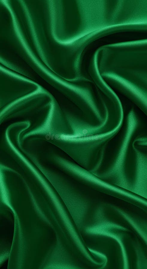 Elegant Green Silk Fabric Flowing with Soft Waves and Subtle ...
