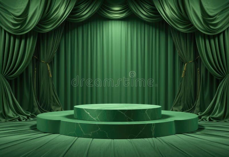 Elegant Green Stage Backdrop with Marble Podium for Product Display ...