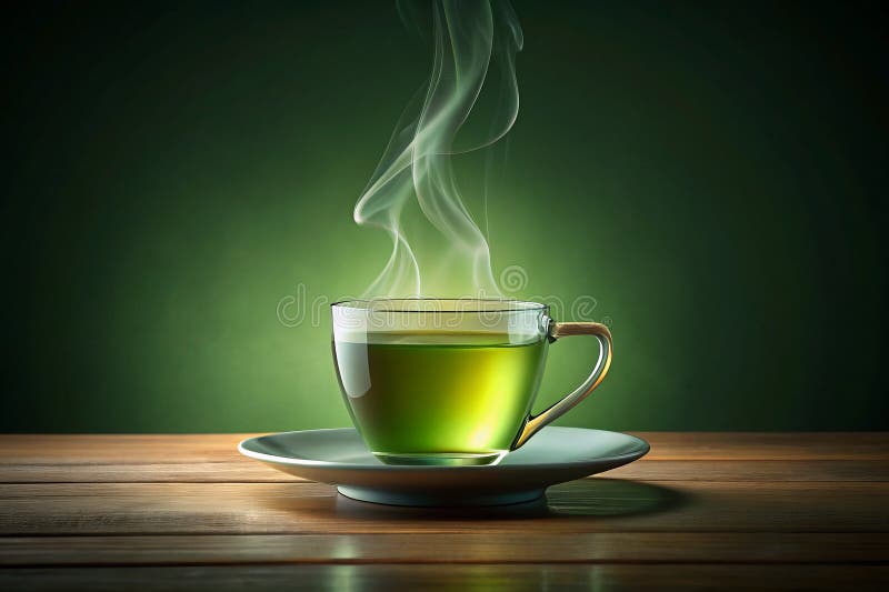 Elegant Green Tea Illustration a Minimalist Line Drawing of a Steaming ...