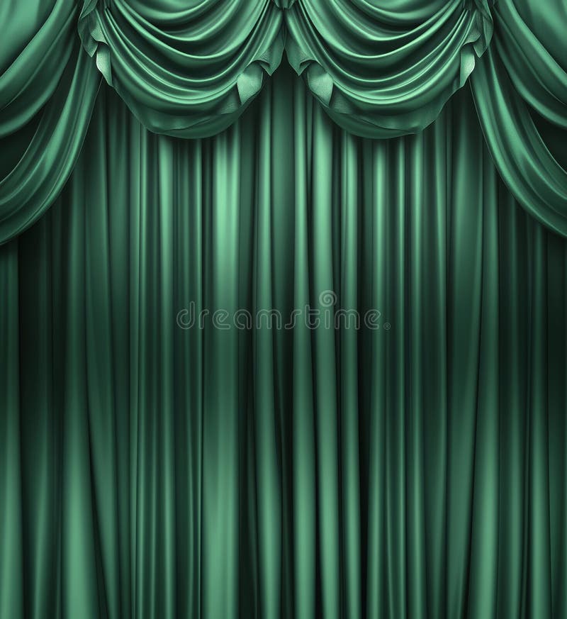 Green Stage Curtain Realistic Green Curtain Background Design 42897321
