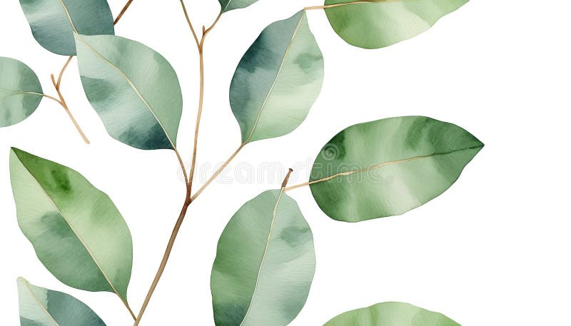 Elegant Greenery Branches on White Background for Modern Decoration ...