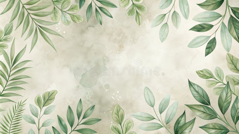 Elegant Greenery Frame on a Textured Background, Ideal for Invitations ...