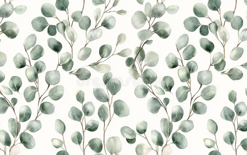 Elegant Greenery Pattern Featuring Soft Green Leaves Arranged on a ...