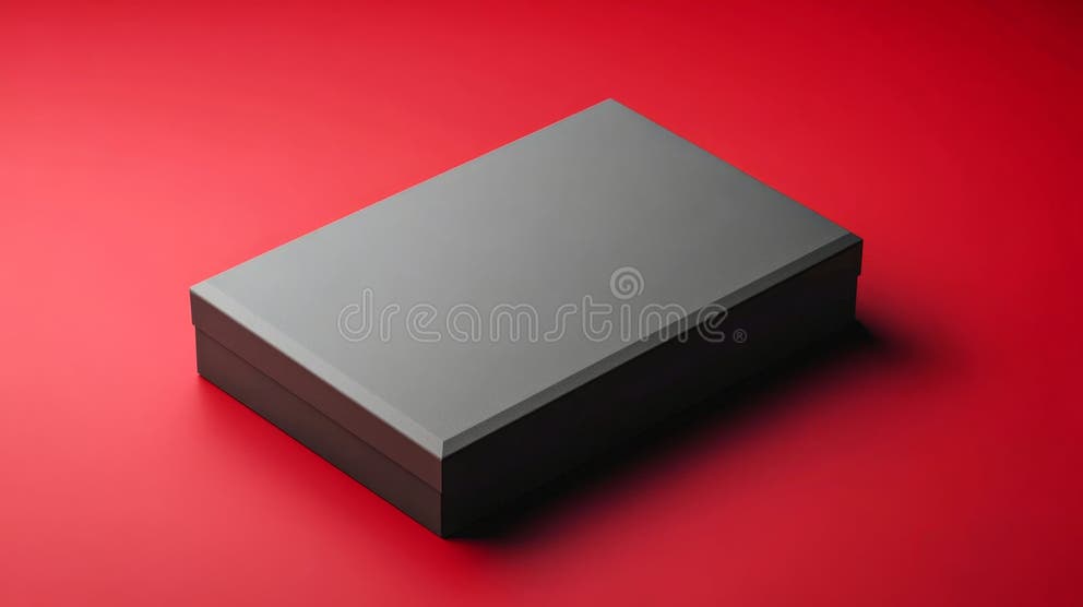 Elegant Grey Rectangular Box Mockup Isolated on Deep Red Gradient ...