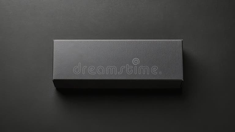 Elegant Grey Rectangular Packaging Box Set Against a Matte Black ...