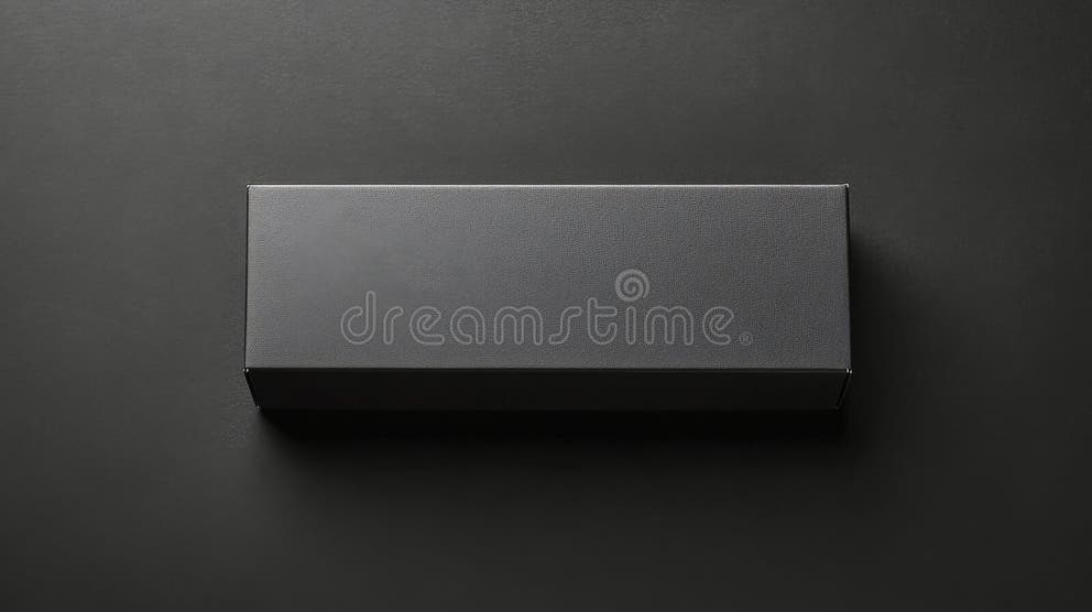 Elegant Grey Rectangular Packaging Box Set Against a Matte Black ...