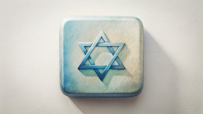 Elegant Grey Square Star of David Button a Minimalist Religious Symbol ...
