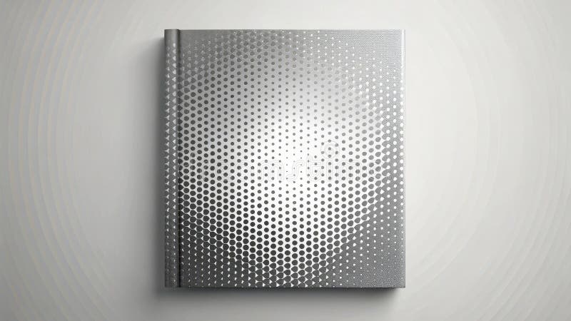 Elegant Halftone Pattern on a Silver Book Cover Mockup Against a Subtle ...