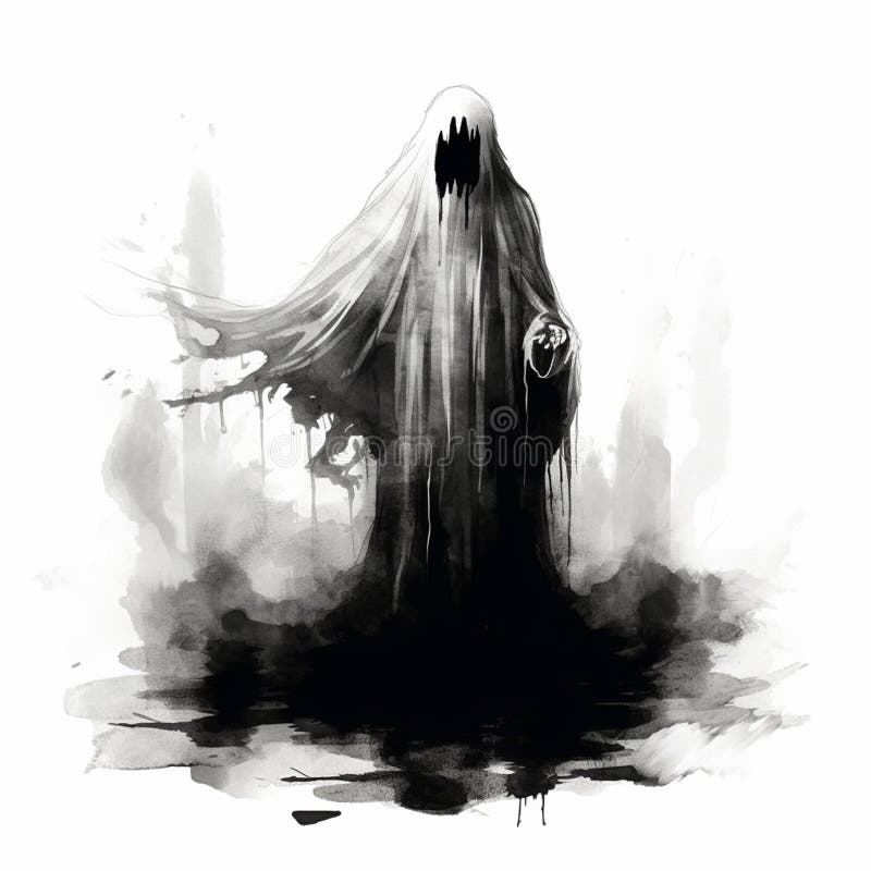 Elegant Halloween Ghost Drawing Stock Illustration - Illustration of ...