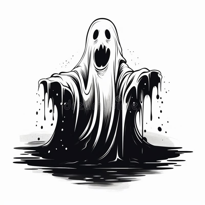 Elegant Halloween Ghost Illustrations Stock Illustration - Illustration ...
