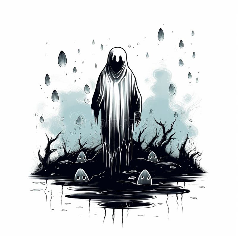 Elegant Halloween Ghost Sketches Stock Illustration - Illustration of ...