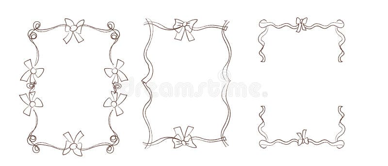 Elegant Hand Drawn Bow Frames for Decorative Design Stock Illustration ...