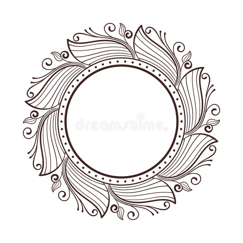An Elegant, Hand-drawn Floral Circle Design Element. this Vector ...