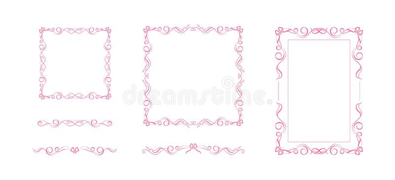 Coquette Bow Frames, Delimiter Vignettes Stock Illustration ...