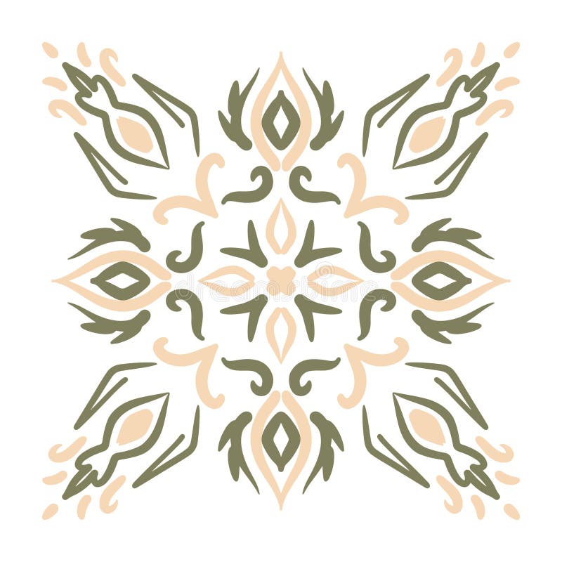 Elegant Hand Drawn Tile Pattern Featuring Intricate Designs in Earthy ...