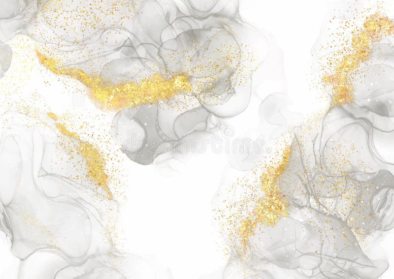 Elegant Hand Painted Alcohol Ink Design with Gold Glitter Stock Vector ...