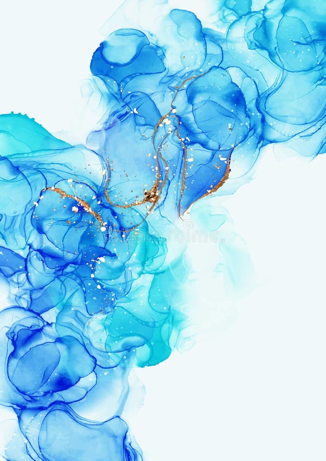 Elegant Hand Painted Alcohol Ink Design with Gold Glitter Stock Vector ...