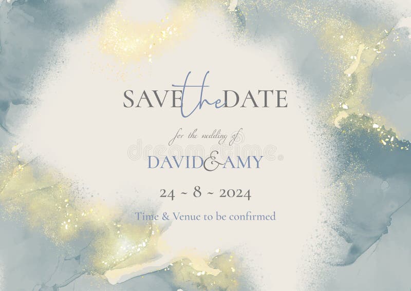 Elegant Hand Painted Save the Date Invitation Design Stock Vector ...
