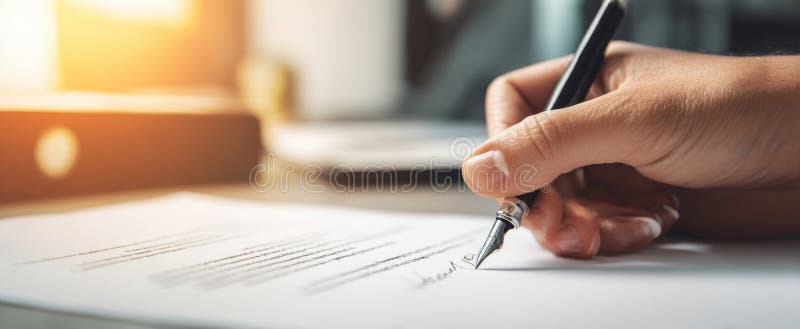 The Elegant Hand Signing a Document with a Fountain Pen in a Vibrant ...