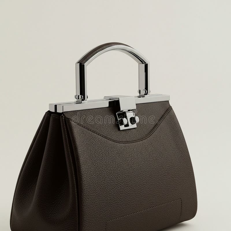 Elegant Handbag Featuring a Structured Design in Dark Brown Textured ...