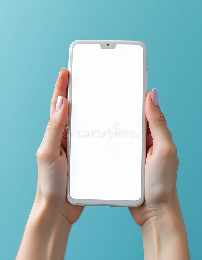 Elegant Hands Holding Blank Smartphone Screen: Minimalist Mobile ...