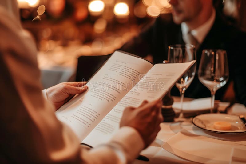 Elegant Hands Holding a Restaurant Menu Stock Image - Image of patron ...
