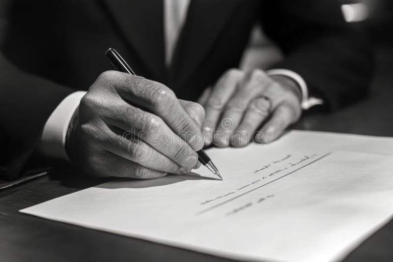 Elegant Hands Signing Document with Precision Stock Illustration ...