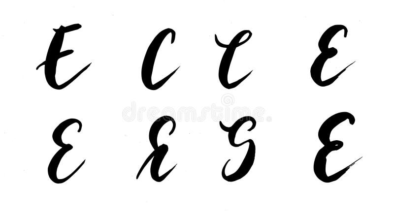 Elegant Handwritten Lowercase E Variations: a Brush Script Collection ...