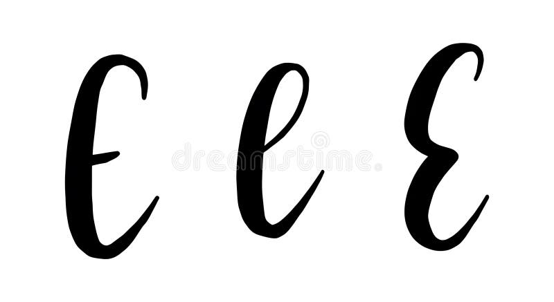 Elegant Handwritten Lowercase E Variations: a Calligraphic Trio Stock Illustration ...