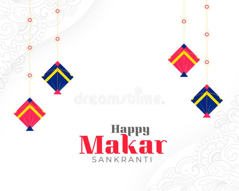 Elegant Happy Makar Sankranti Event Card with Hanging Kites Stock ...
