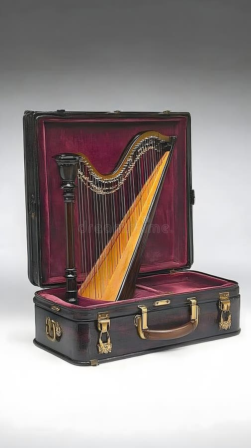 Elegant Harp in a Vintage Case. Stock Illustration - Illustration of ...